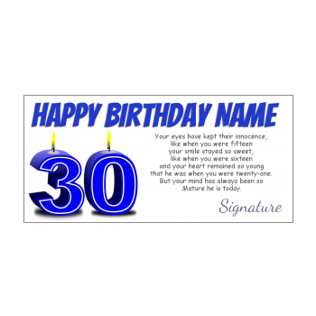 30th Birthday card free printable template or for send online