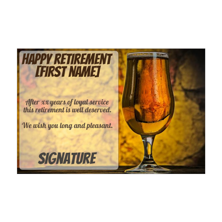 Card Congratulations Wishes Retirement Beer Brown free template (card 1084)