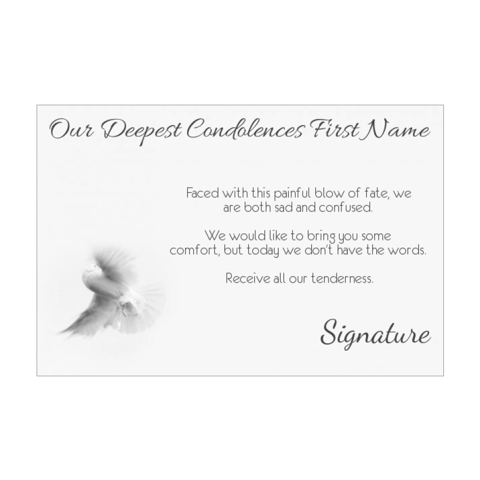 Card Condolences Bird White free template (card 2402)