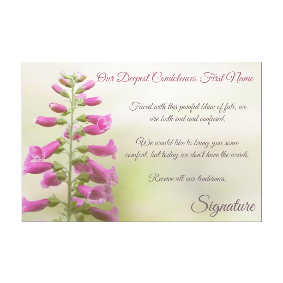 Card Condolences Flower Mauve Yellow free template (card 1284)