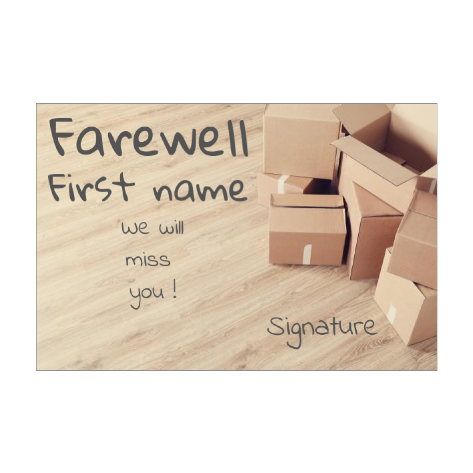 Card Cardboard Farewell Goodbye Moving free template (card 3828)