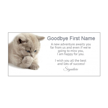 Card Farewell Goodbye Cat Grey Animals free template (card 3847)