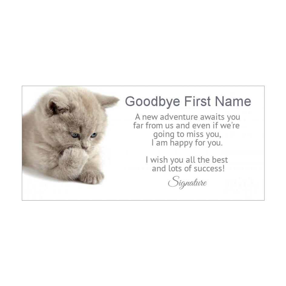 Card Farewell Goodbye Cat Grey Animals free template (card 3847)