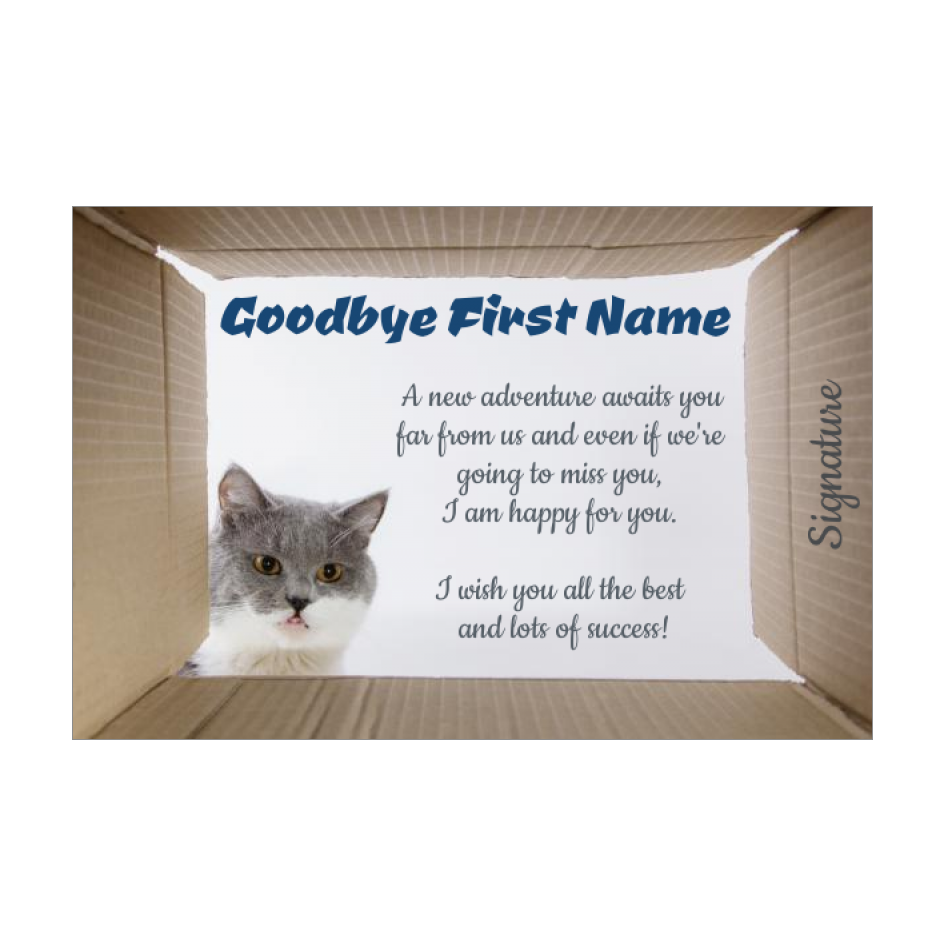 Card Cardboard Farewell Goodbye Cat Animals free template (card 3834)