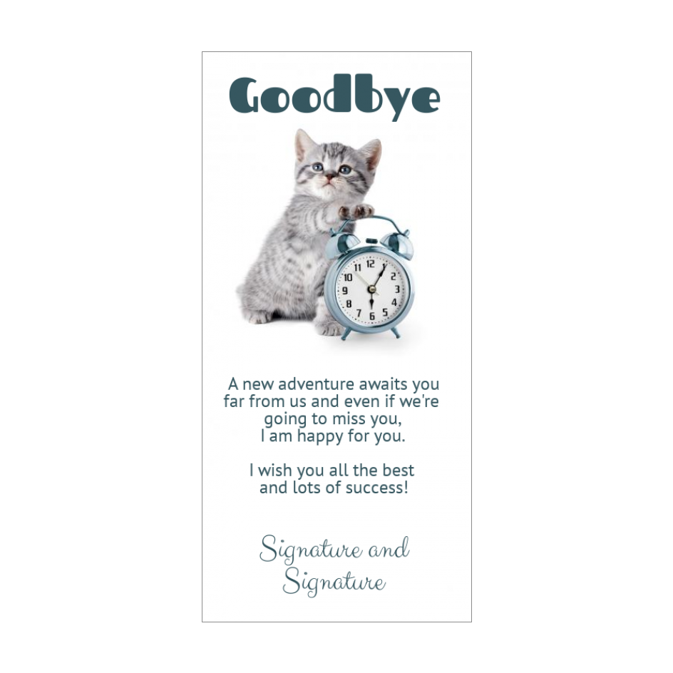 Card Farewell Goodbye Cat White Animals free template (card 3846)