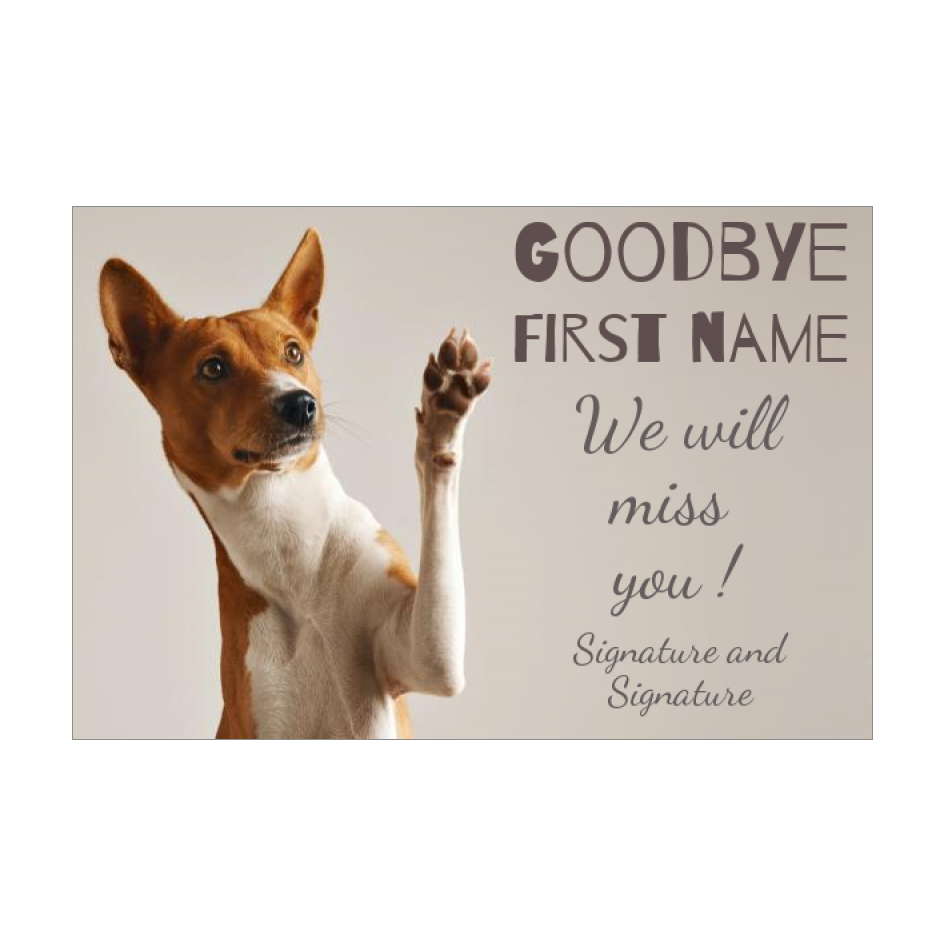 Card Farewell Goodbye Dog Brown White free template (card 3832)