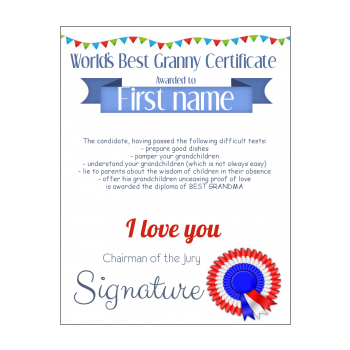 Best Granny Certificate for Grandmother's Day templates