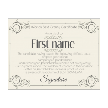 Best Granny Certificate for Grandmother's Day templates