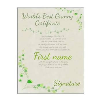 Best Granny Certificate for Grandmother's Day templates