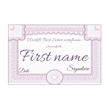 Best Sister Certificate template - printable - on Greetings-Discount