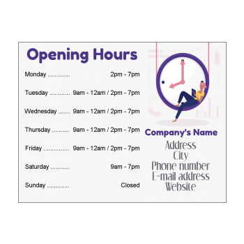 Opening Hours template - printable poster - Greetings-Discount