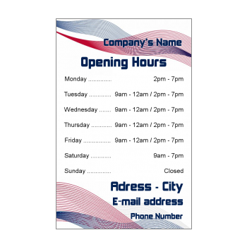 Opening Hours template - printable poster - Greetings-Discount