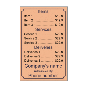 Price List template - printable price sheets - Greetings-Discount
