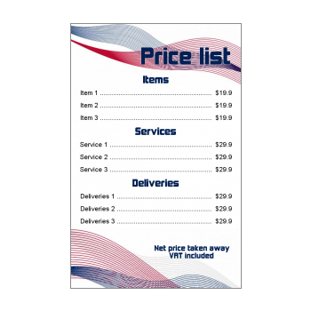 Poster List Price Blue Red free template (card 3612)