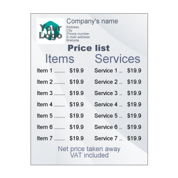 Price List template - printable price sheets - Greetings-Discount