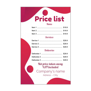 Price List template - printable price sheets - Greetings-Discount